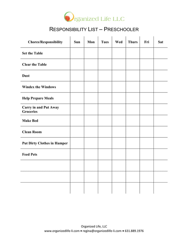 Responsibility list | PDF