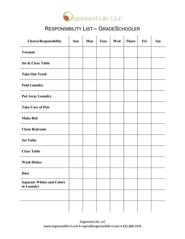 Responsibility list | PDF