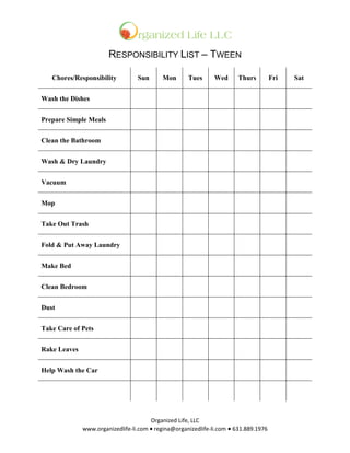 Responsibility list | PDF
