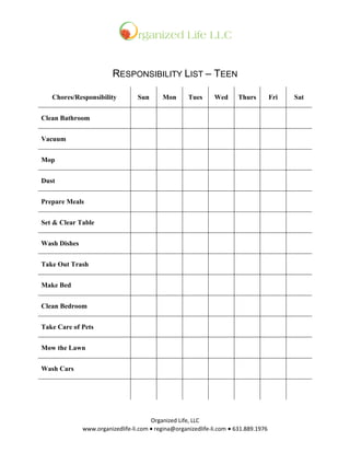 Responsibility list | PDF