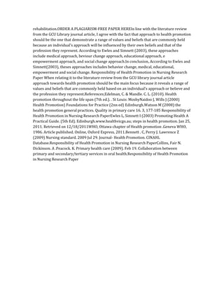 Responsibility of Health Promotion in Nursing Research Paper.docx