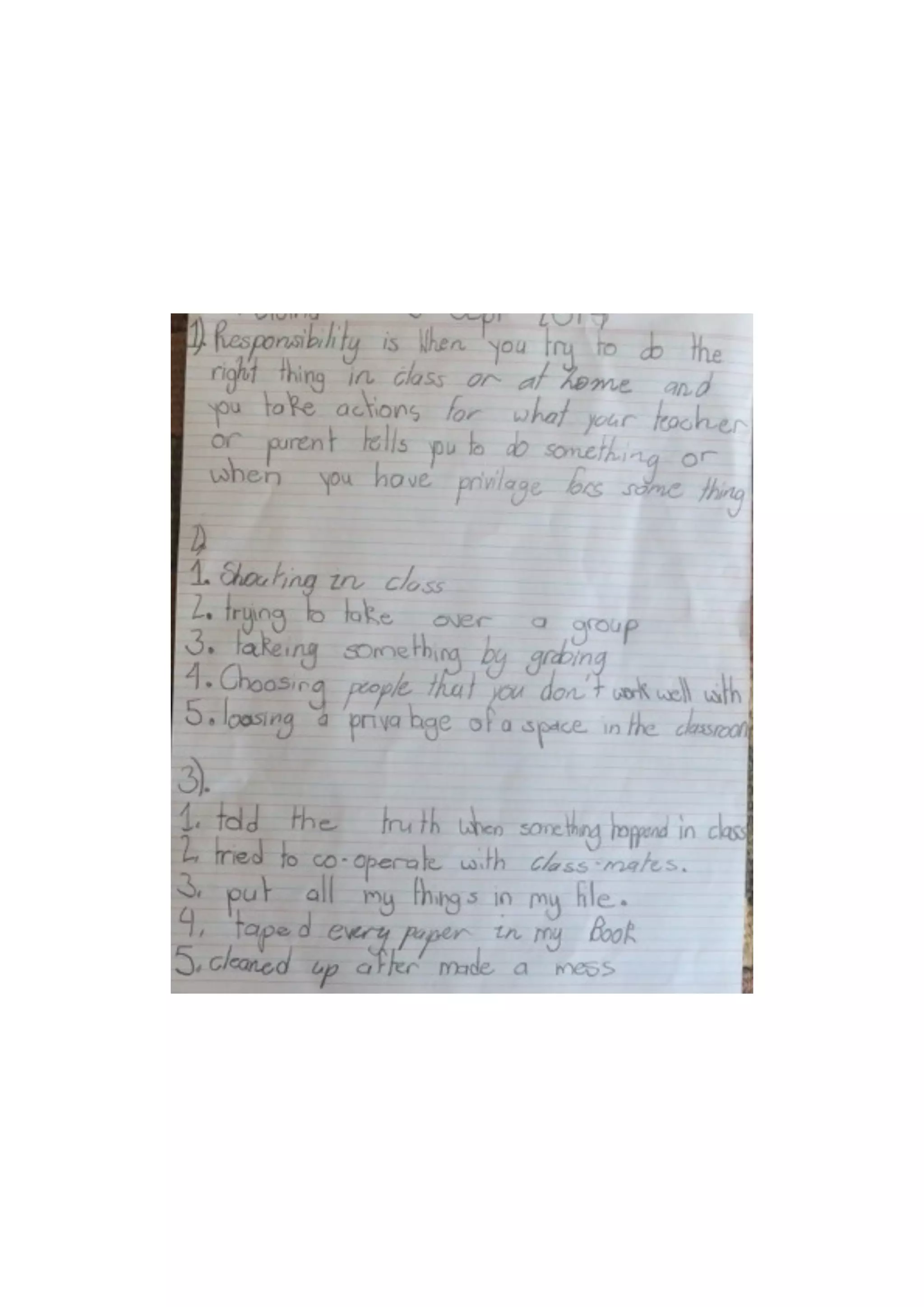 Responsibility Reflection examples | PDF