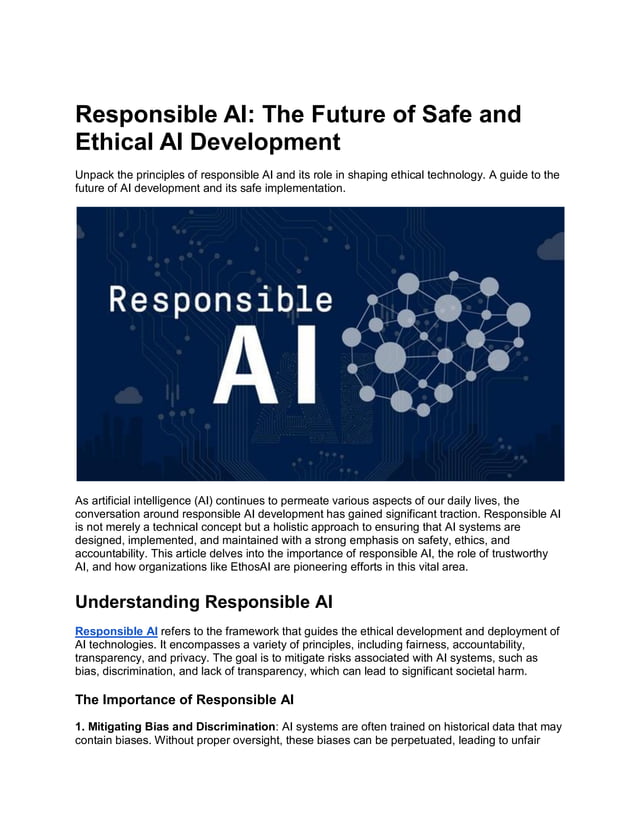 Responsible AI: The Future of Safe and Ethical AI Development | PDF