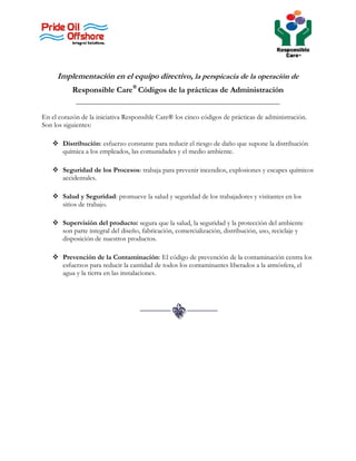 Responsible care code guiding principles traducido efofs | PDF
