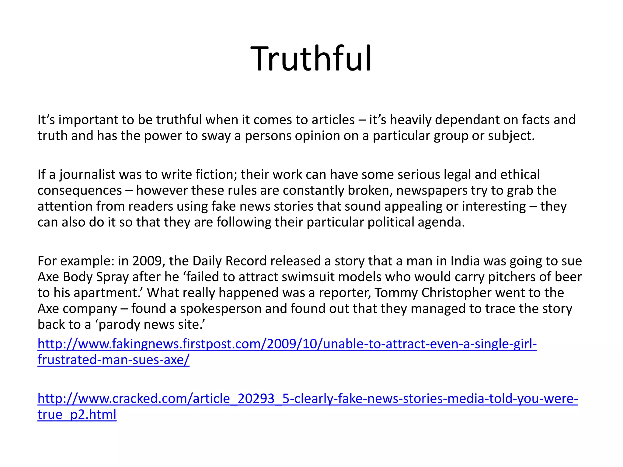 Responsible Journalism | PPT