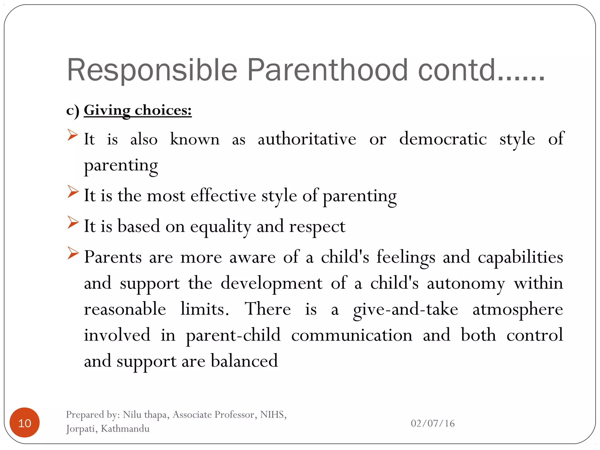 Responsible parenthood | PPT