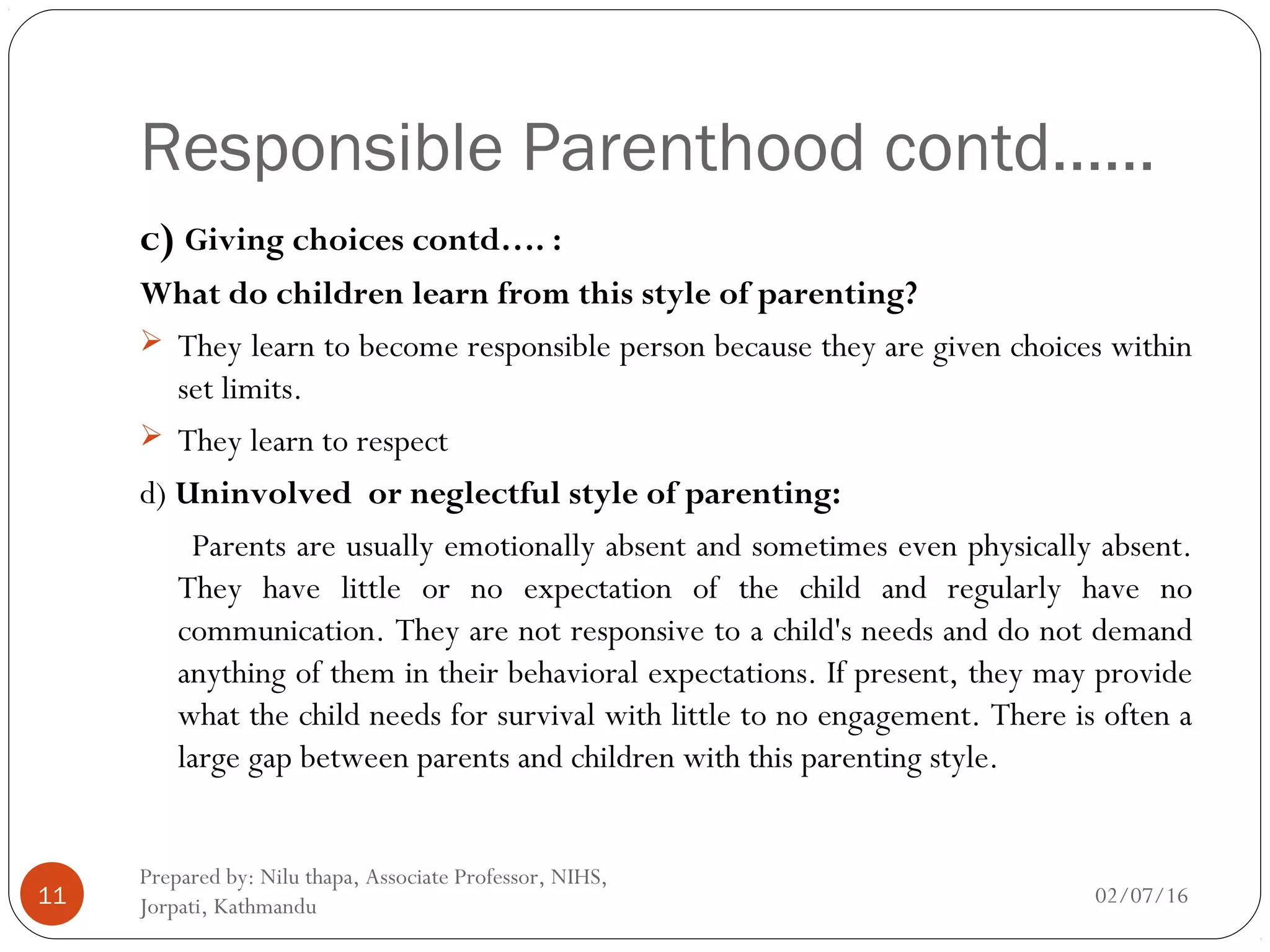 Responsible parenthood | PPT