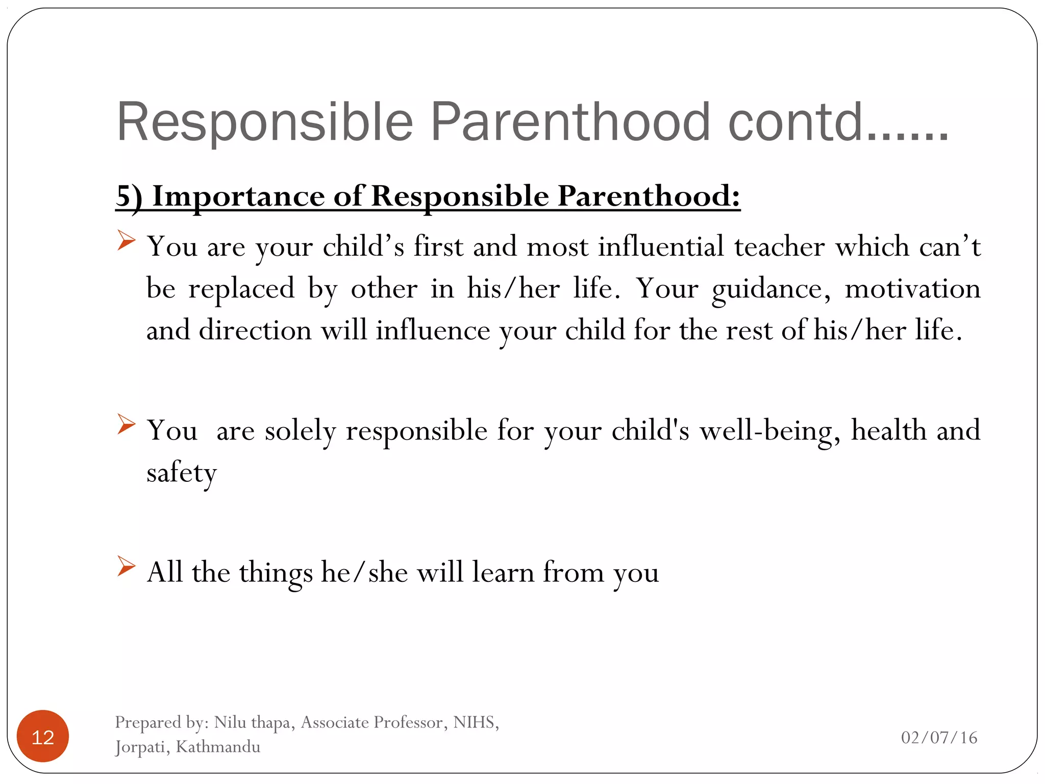 Responsible parenthood | PPT