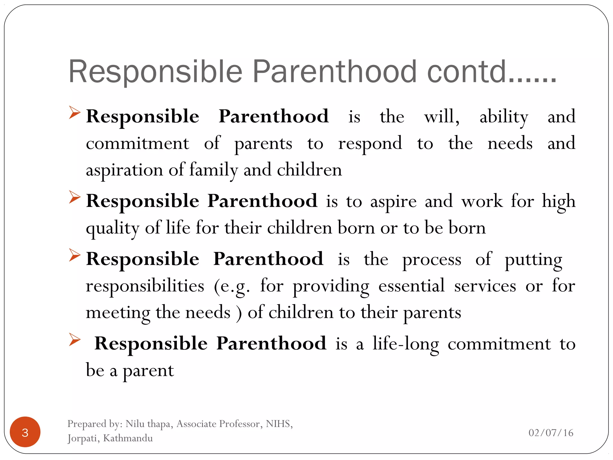 Responsible parenthood | PPT
