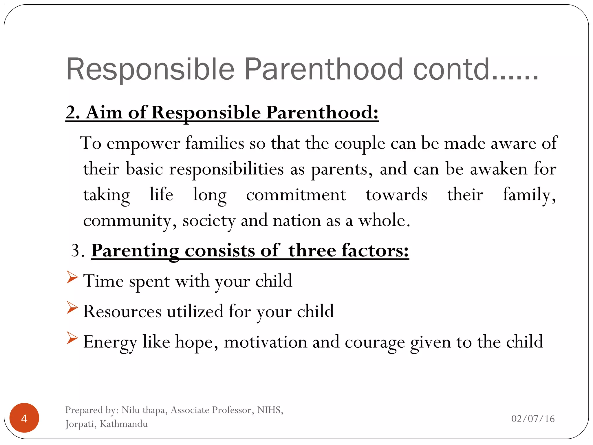 Responsible parenthood | PPT