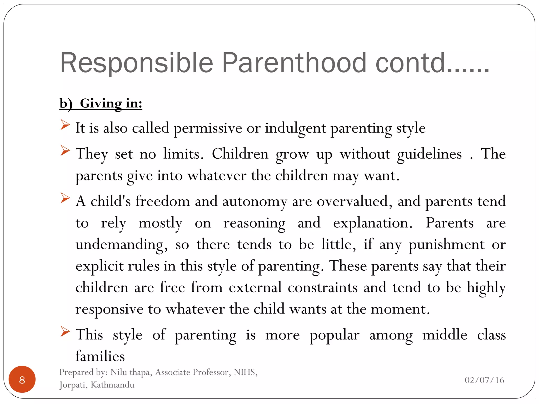 Responsible parenthood | PPT