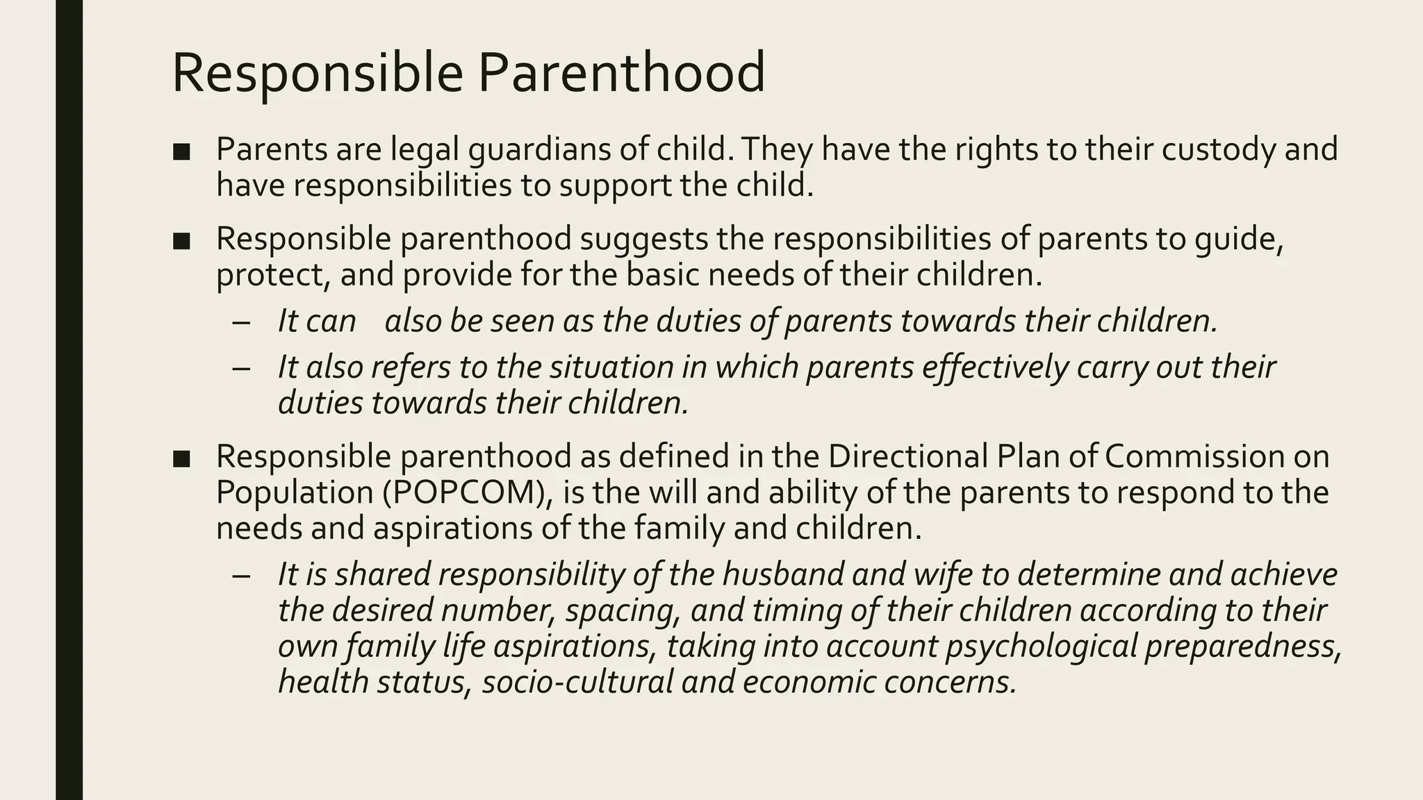 Responsible parenthood | PPTX