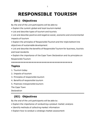 Responsible tourism | PDF