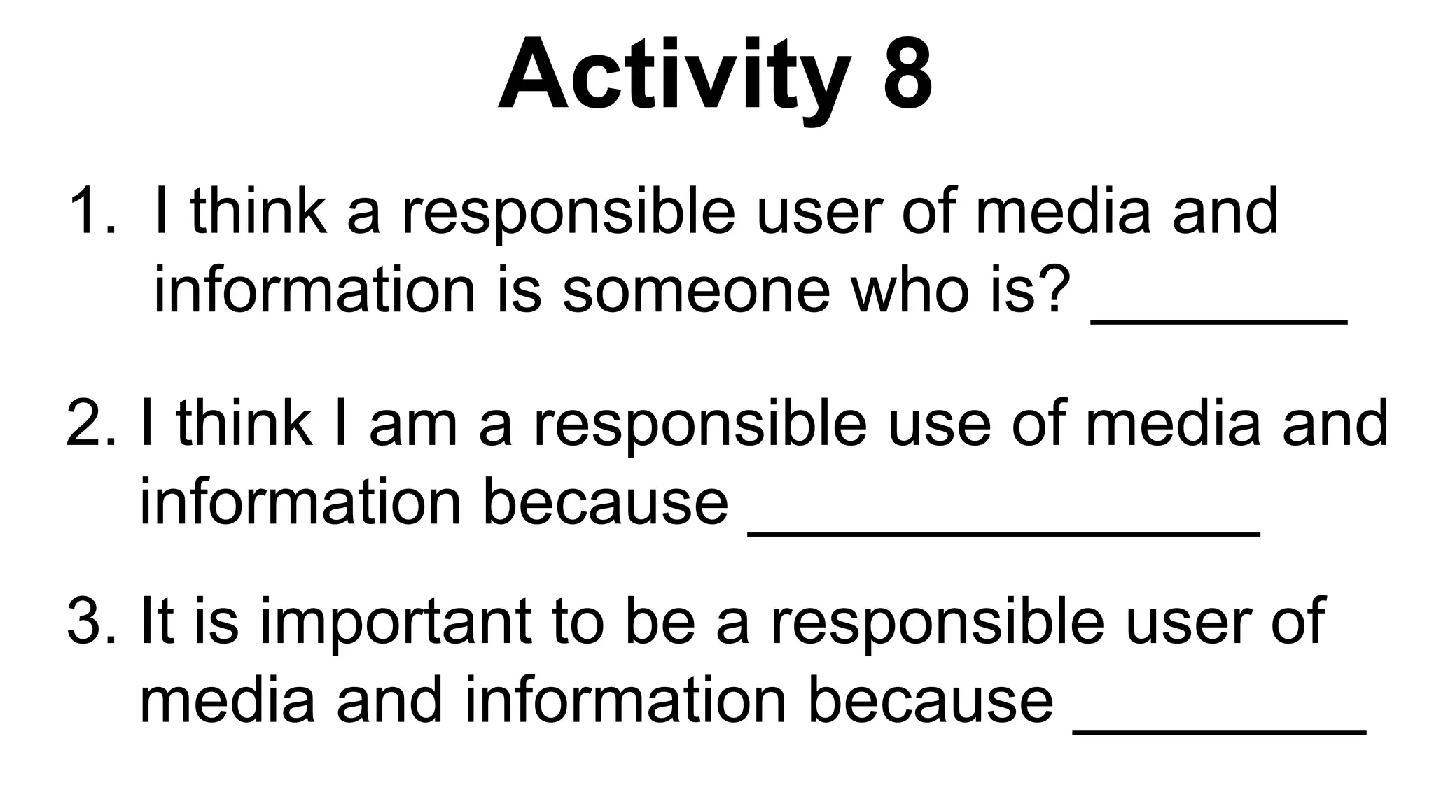 Responsible Use of Media and Information | PPTX