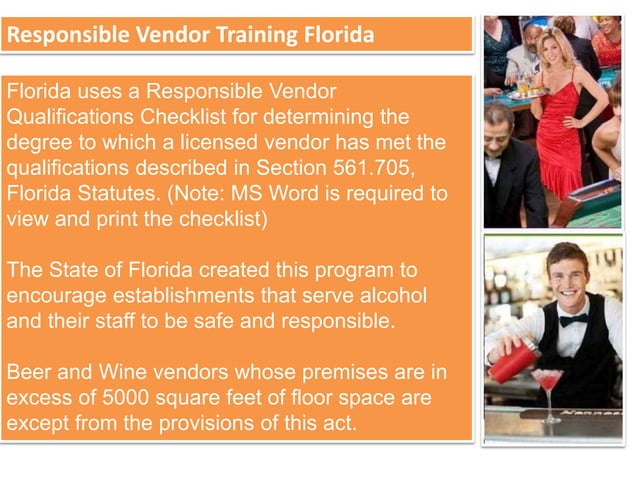 Responsible vendor training florida | PPTX | Alcoholic Beverages | Food & Drink