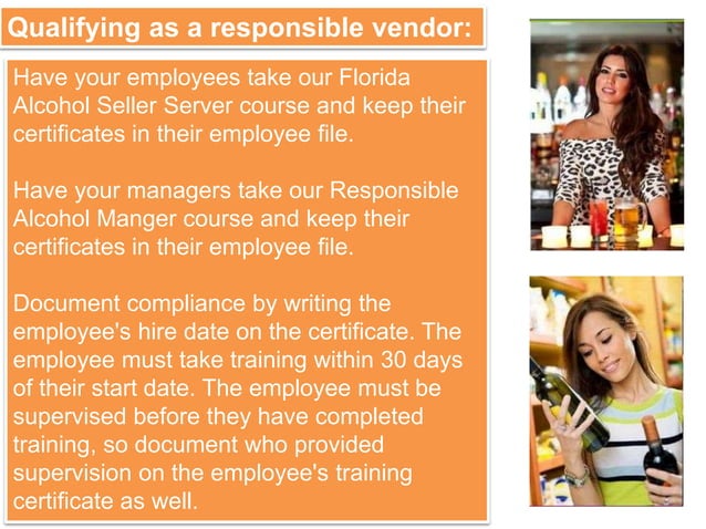 Responsible vendor training florida | PPTX | Alcoholic Beverages | Food & Drink