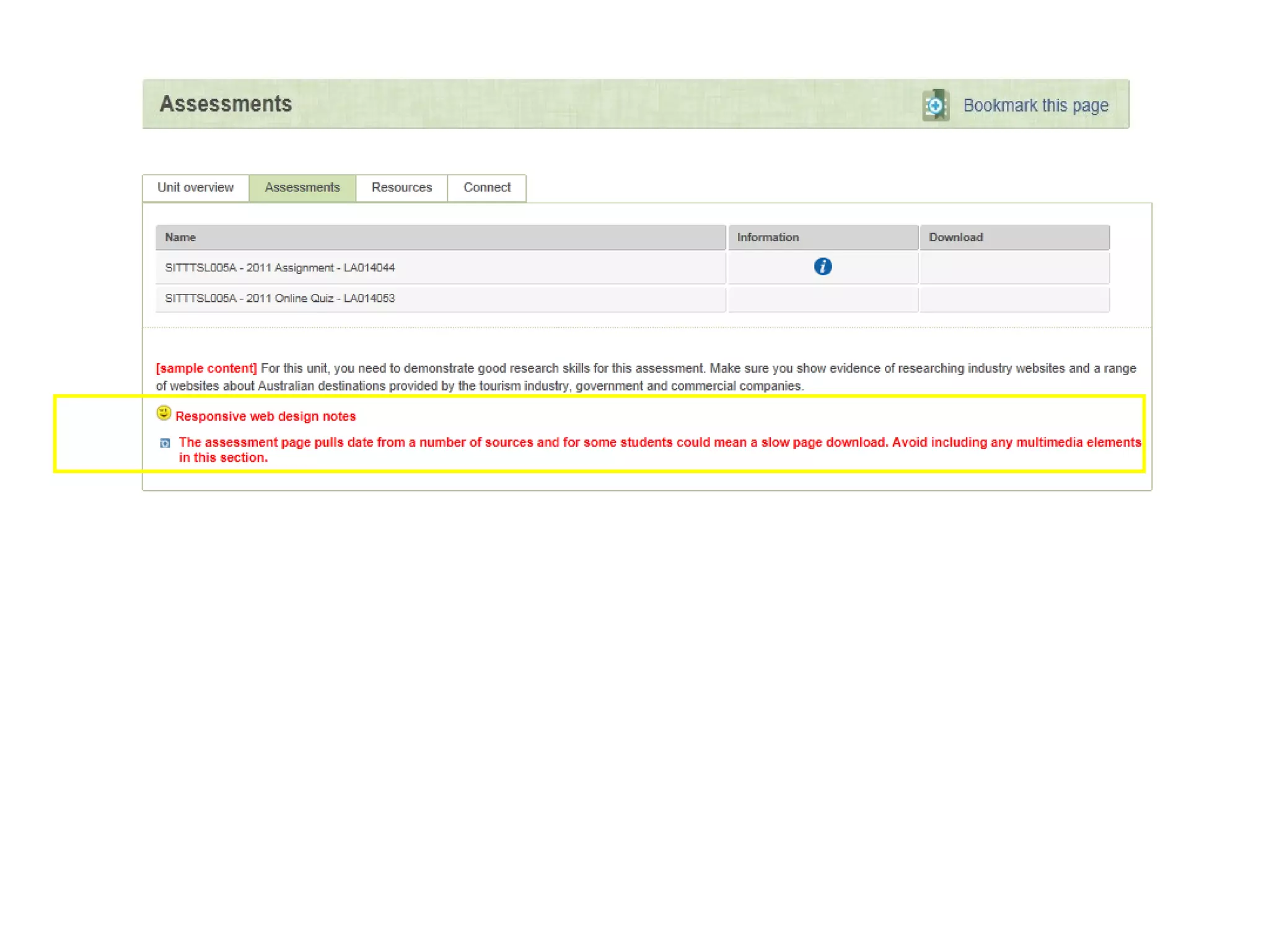 2014 OTEN Online Learning Support: Responsive design | PPT