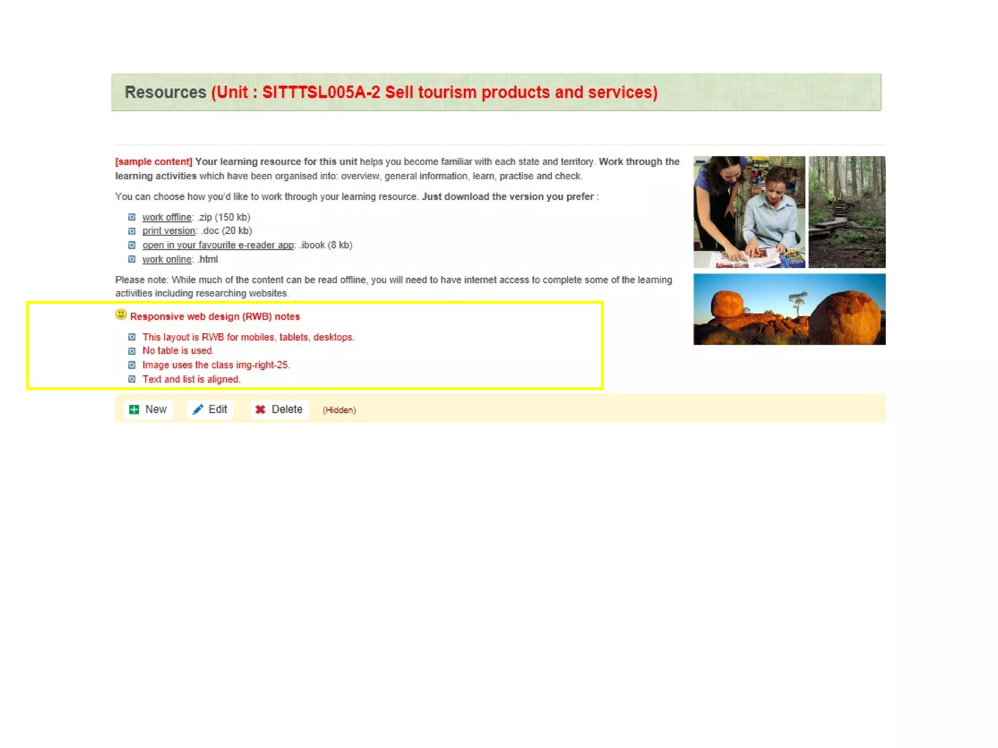2014 OTEN Online Learning Support: Responsive design | PPT