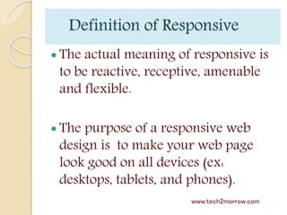 Responsive web design | PPTX | Web Development | Internet