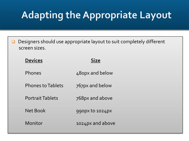 Responsive web designing ppt(1) | PPTX | Web Development | Internet