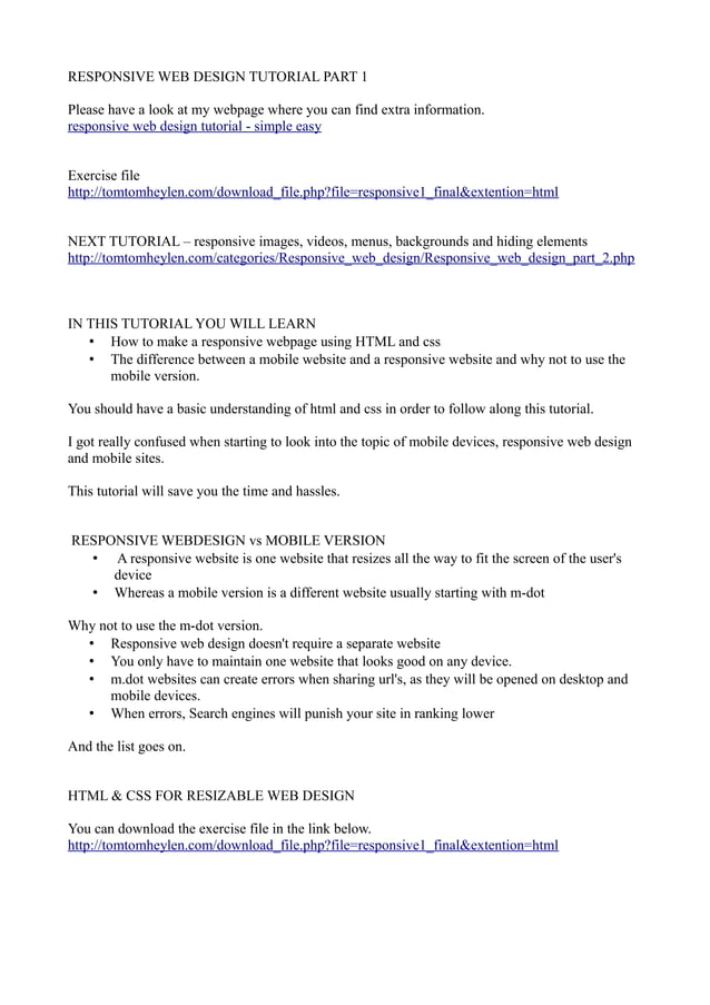 Responsive web design tutorial simple easy | PDF