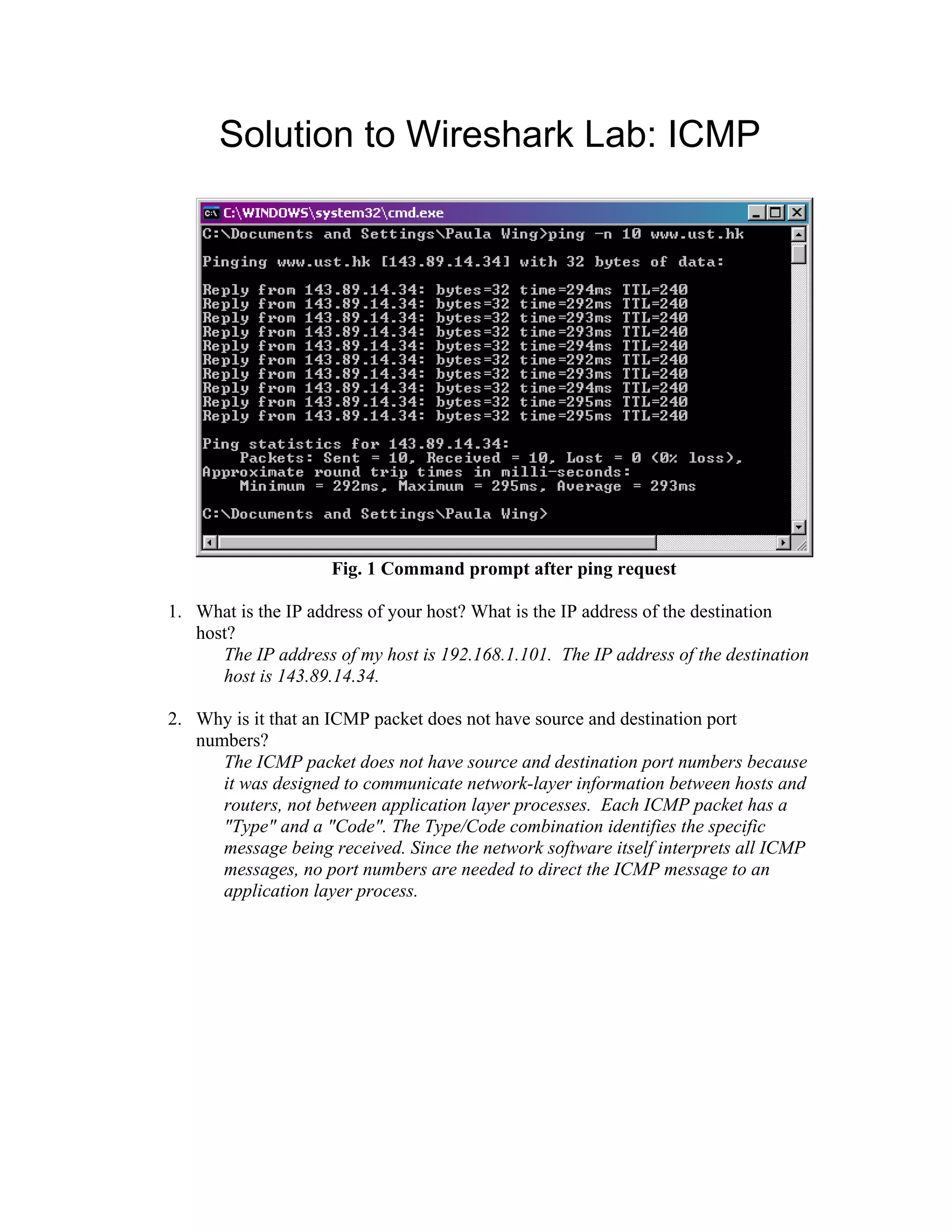 Respostas wireshark icmp | PDF | Computer Networking | Computing