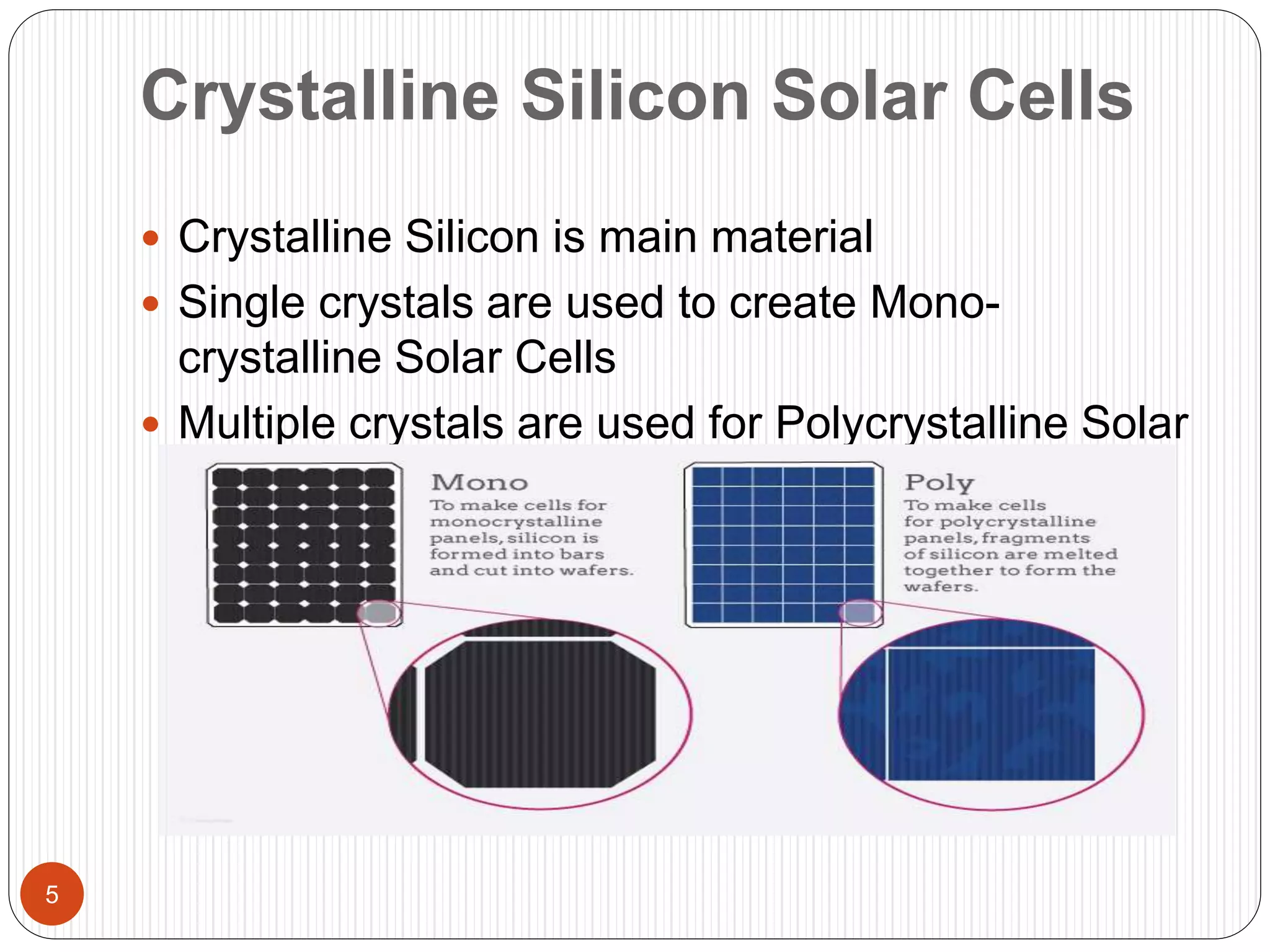 Material for Different Types of Solar Cell Construction for Higher Efficiency | PPTX