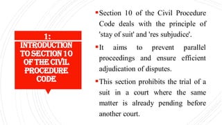 Res subjudice: Stay of Suit :- Section 10 C. P. C | PDF