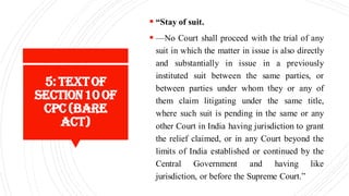 Res subjudice: Stay of Suit :- Section 10 C. P. C | PDF