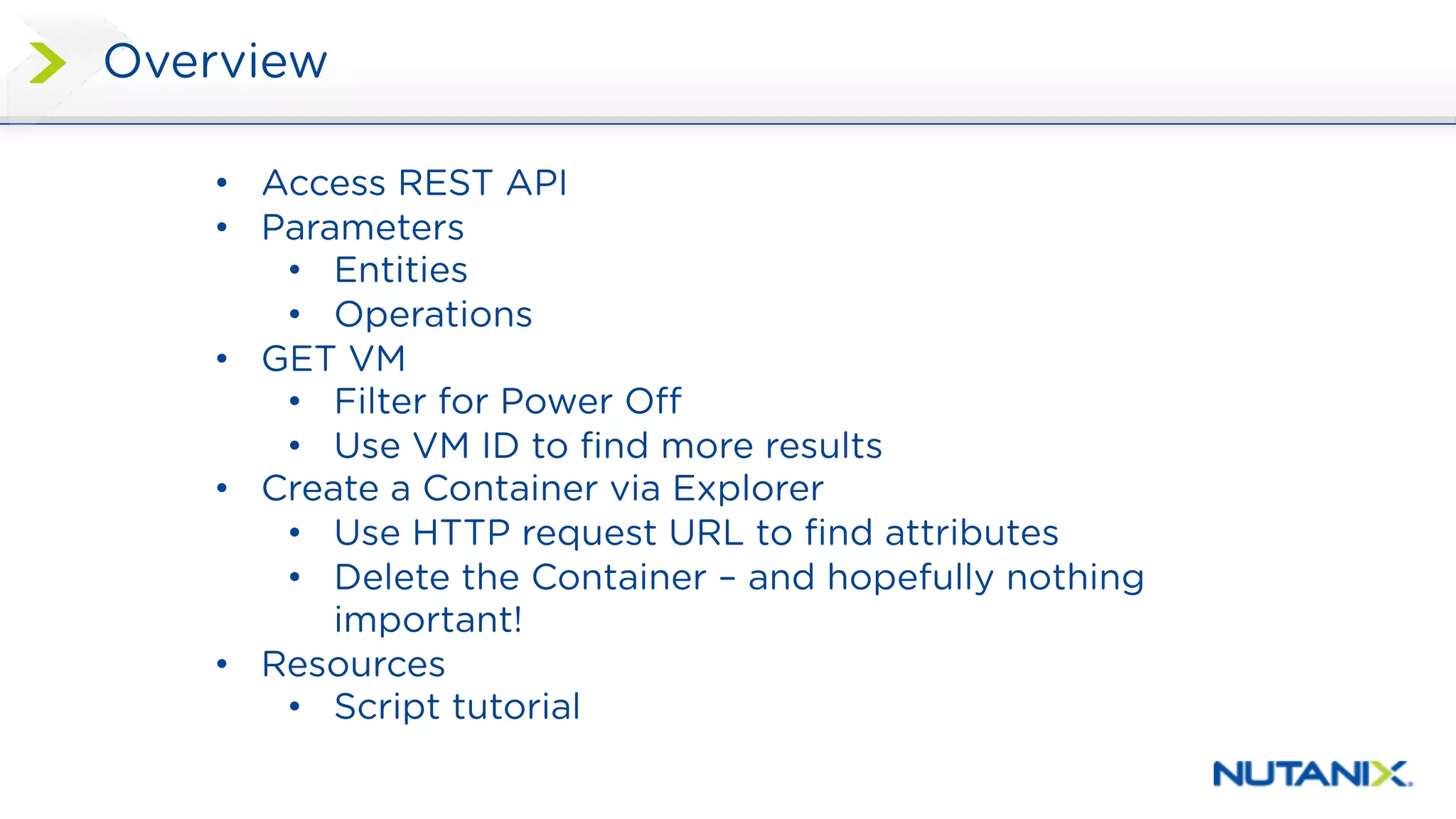 REST API Overview with Nutanix | PPT