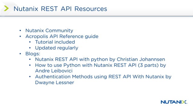 REST API Overview with Nutanix | PPT