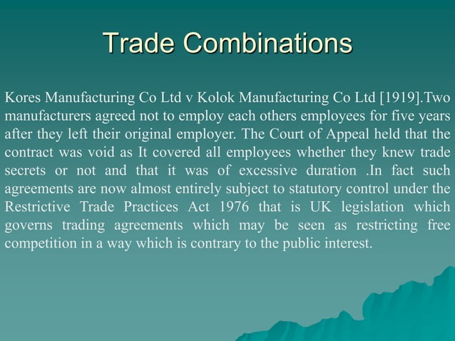 Restraint of trade - Law | PPTX