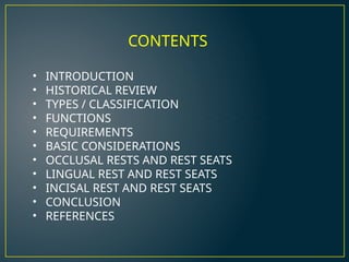 Rest and Rest Seat in Removable partial denture | PPTX