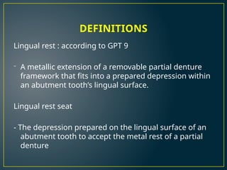 Rest and Rest Seat in Removable partial denture | PPTX