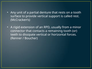 Rest and Rest Seat in Removable partial denture | PPTX