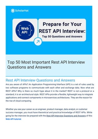 Rest API Interview Questions PDF By ScholarHat | PDF