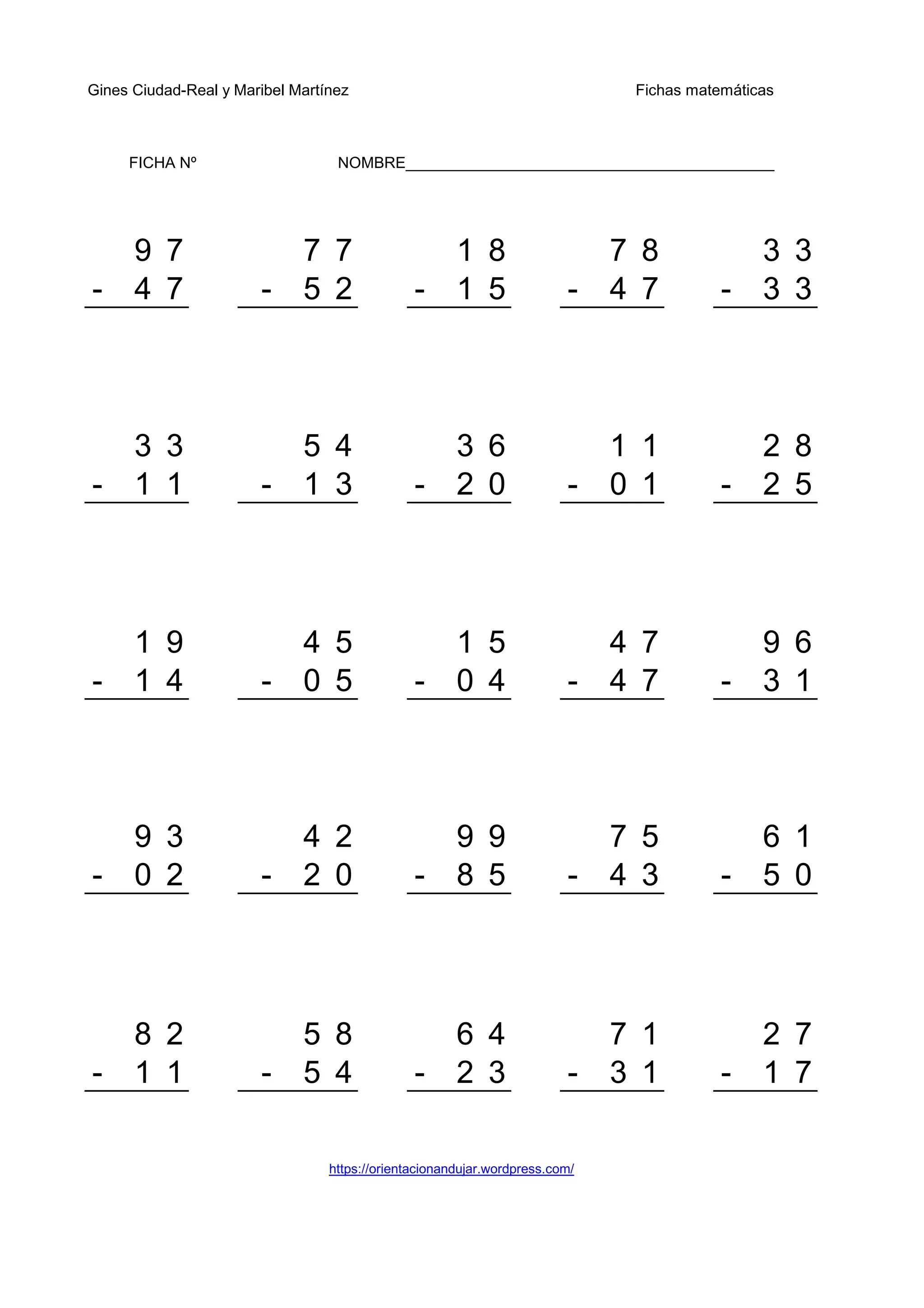 Restas de-dos-cifras-sin-llevada-2 | PDF