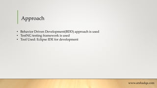 API Automation in Rest Assured by using BDD Approach with TestNG | PPTX