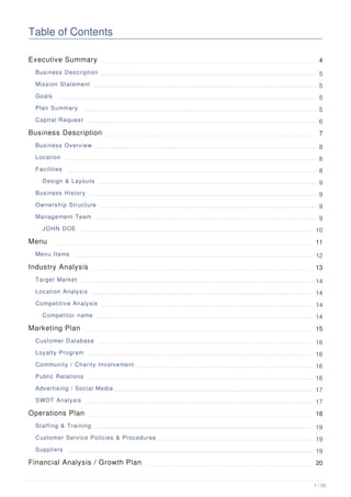 Restaurant business plan template | PDF