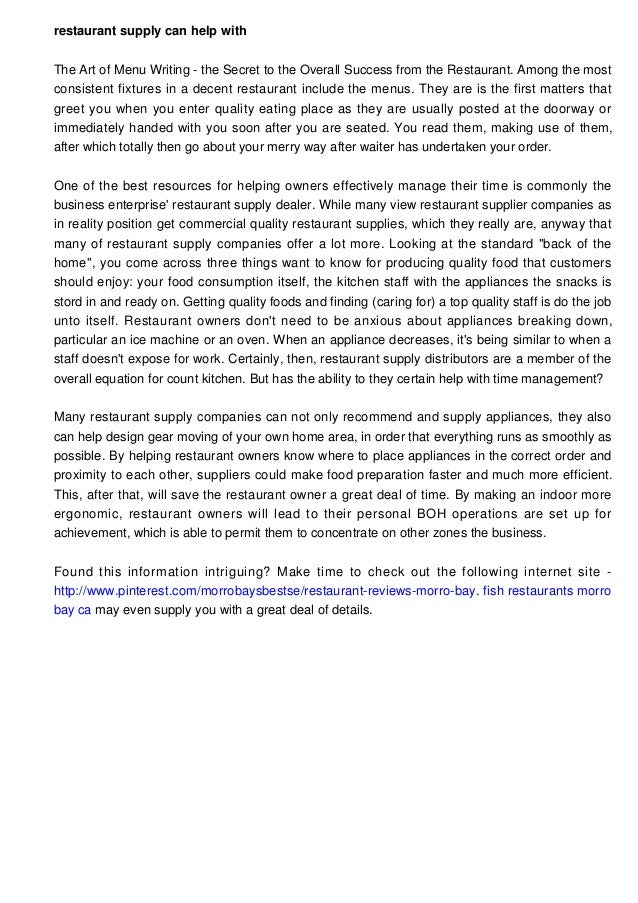 Restaurant Business: The Art Of Menu Writing