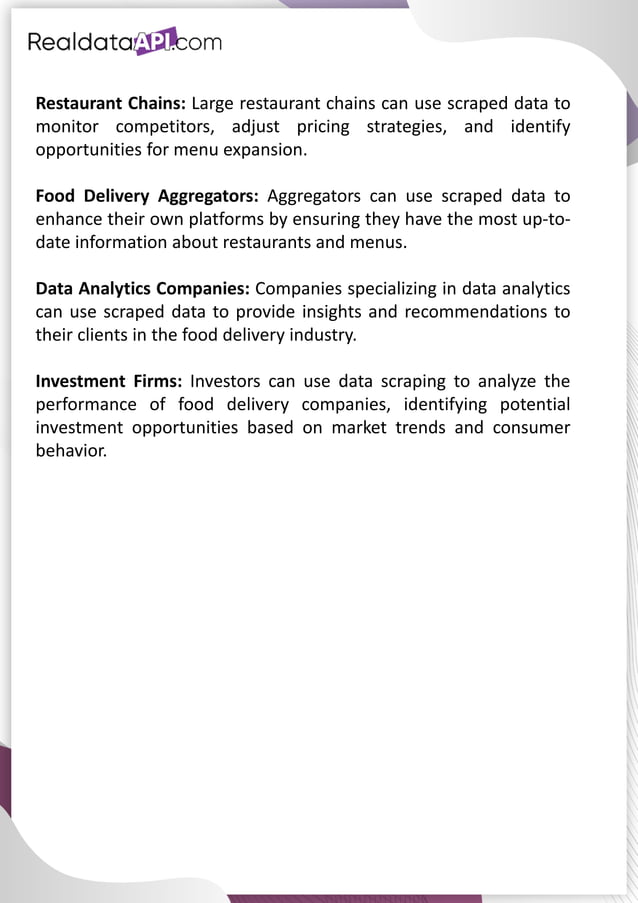 Restaurant and Menu Data Scraping from Zomato, Swiggy & Uber Eats | PDF ...