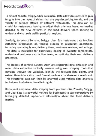 Restaurant and Menu Data Scraping from Zomato, Swiggy & Uber Eats | PDF