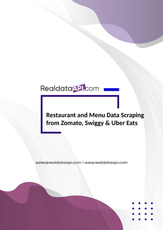Restaurant and Menu Data Scraping from Zomato, Swiggy & Uber Eats | PDF