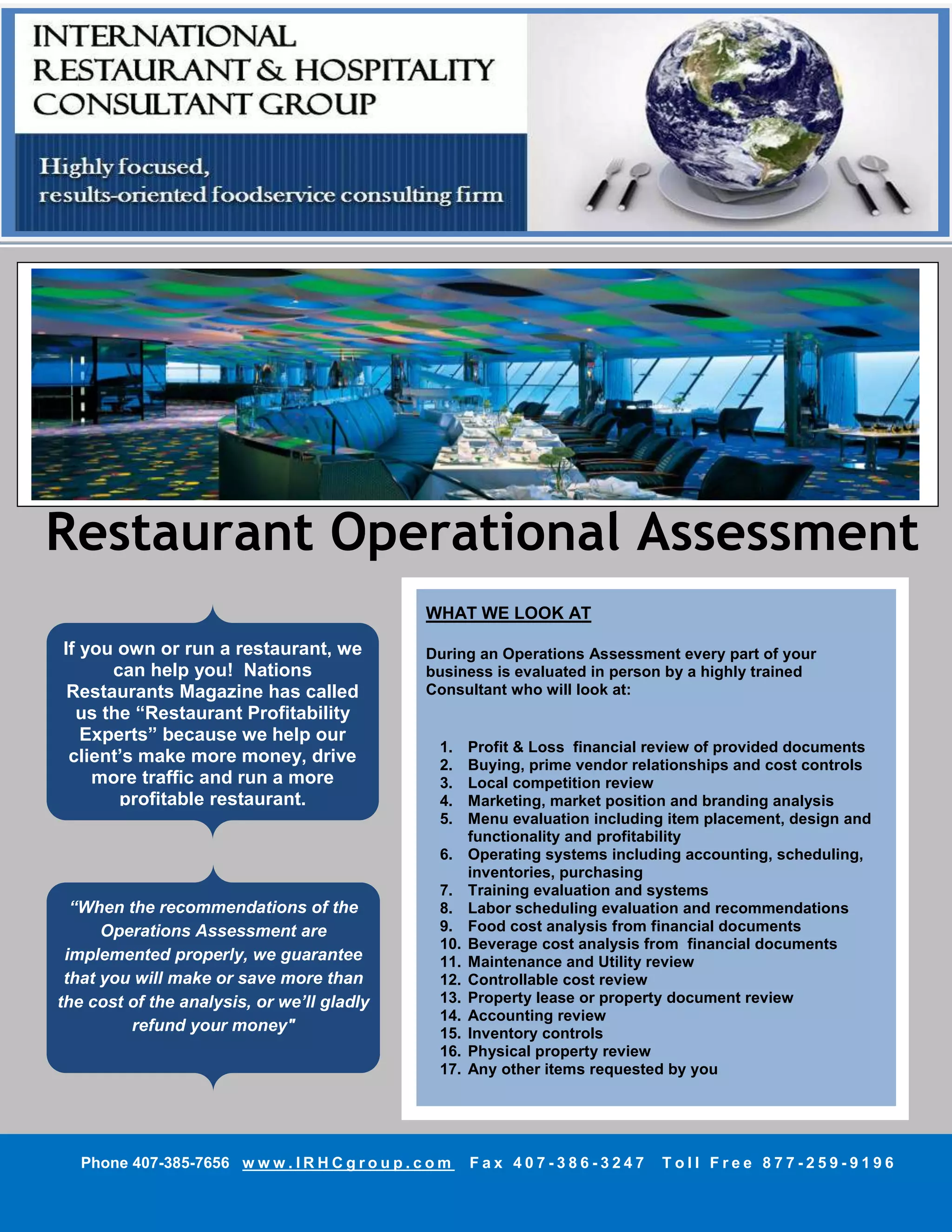 Restaurant Assessments | PDF