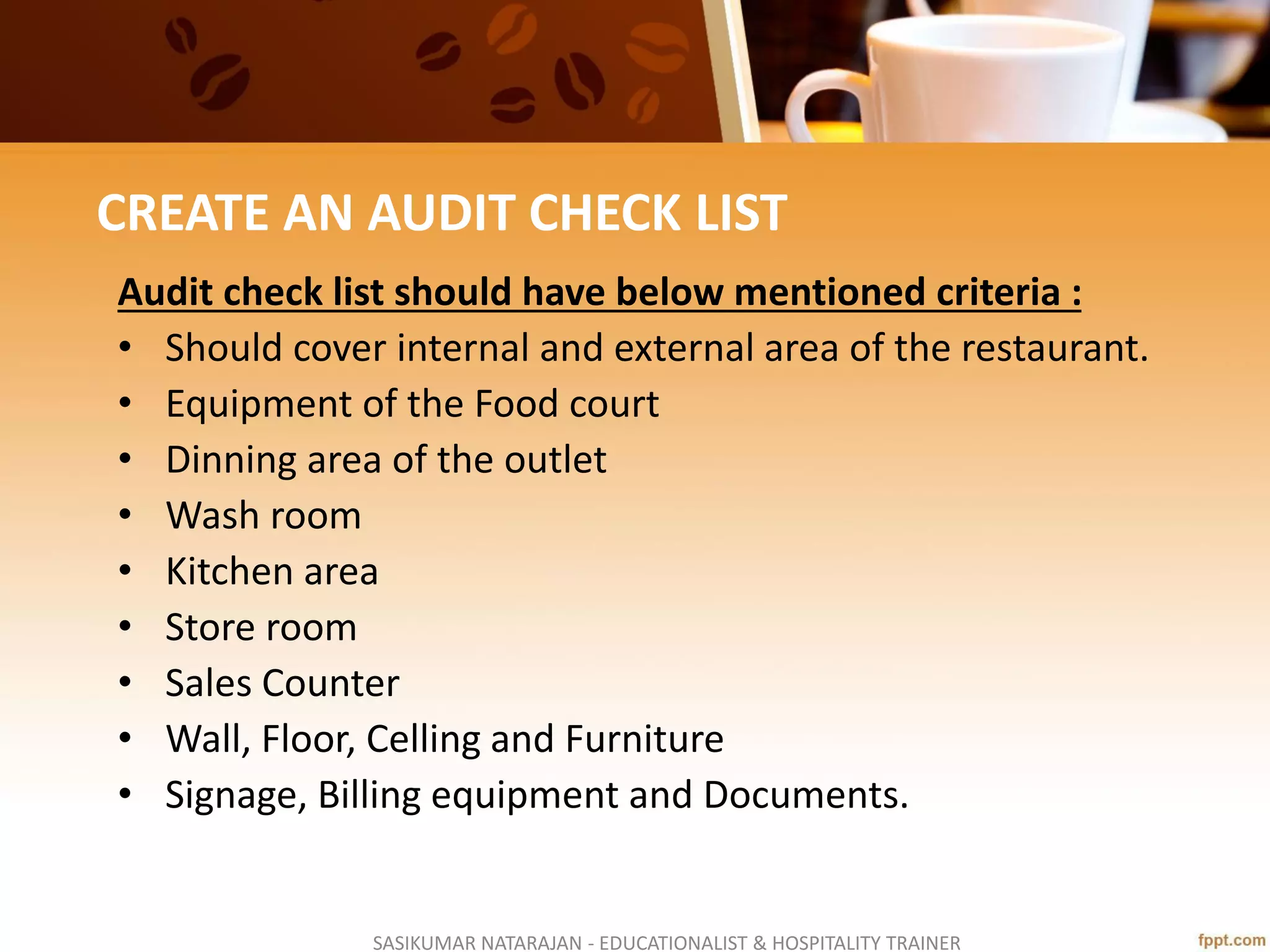 Restaurant Audit Procedure | PDF