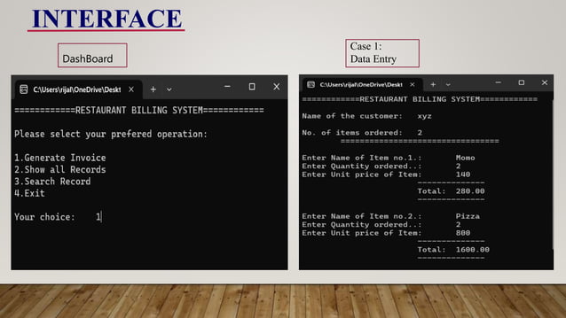Restaurant Billing System Project C Program Pptx Free Download