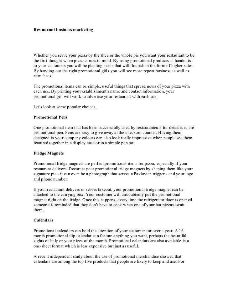 Restaurant business marketing