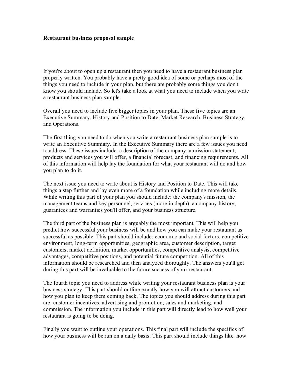 Restaurant Business Proposal Sample restaurant-business-proposal-sample