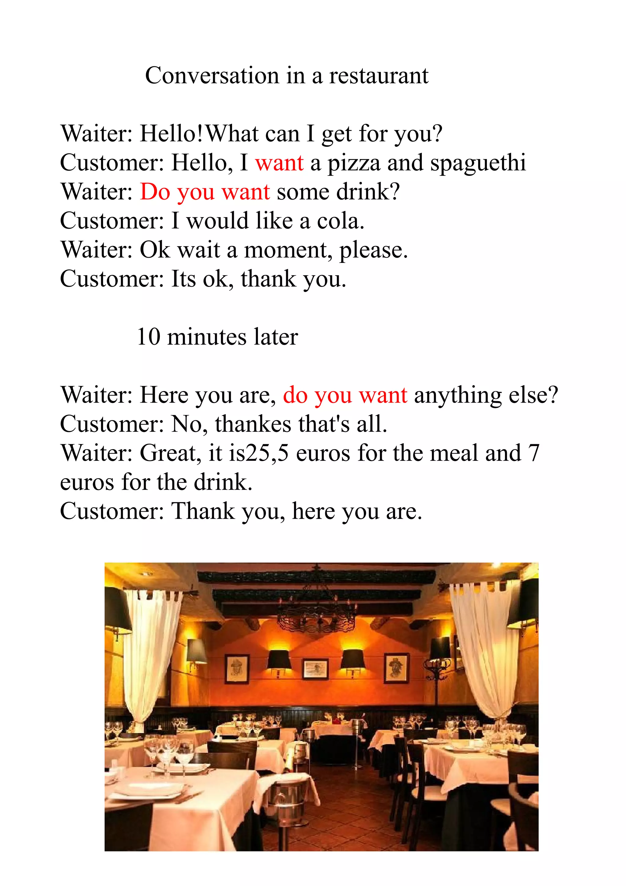 Restaurant conversation | DOC