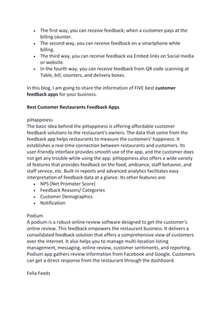 Restaurant customer feedback apps may strengthen your restaurants ...